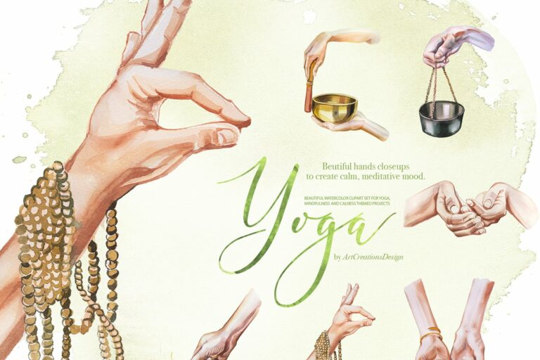 Watercolor Yoga Clipart Set – MasterBundles