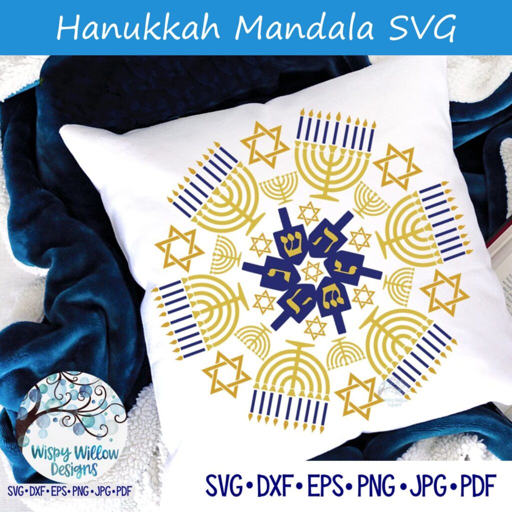 Floral Menorah SVG | Hanukkah Mandala SVG Cut File – MasterBundles