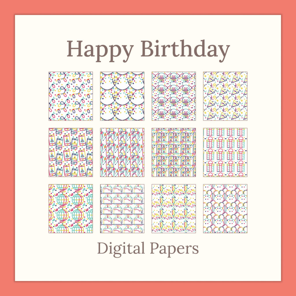 Happy Birthday Digital Papers, Party JPG | Master Bundles