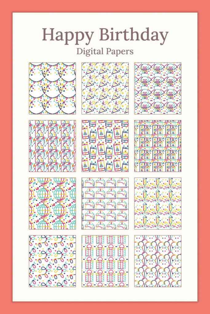 Happy Birthday Digital Papers, Party JPG | Master Bundles