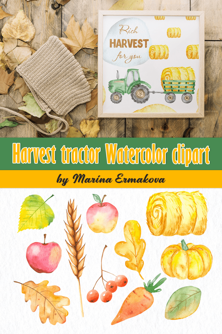 Harvest Tractor Watercolor Clipart – MasterBundles