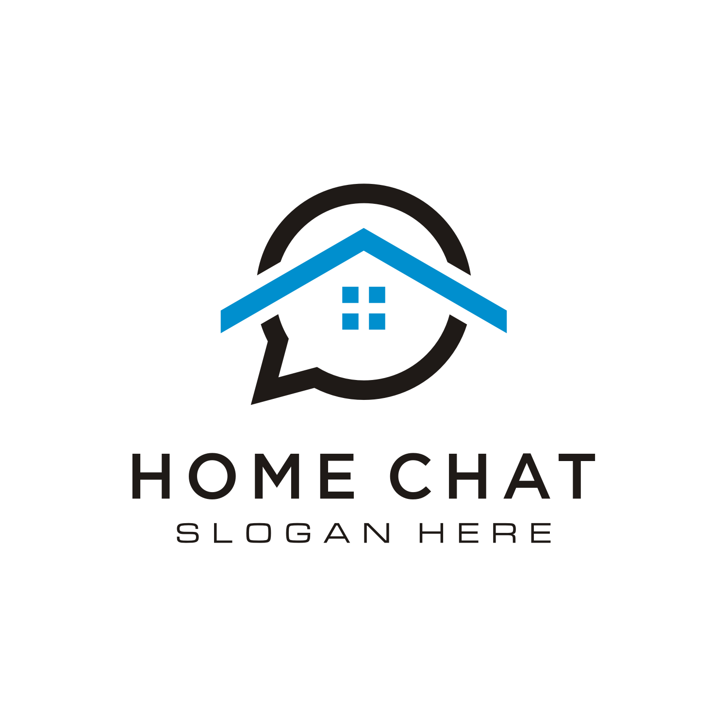 Creative home chat combine icon home talk and bubble - MasterBundles