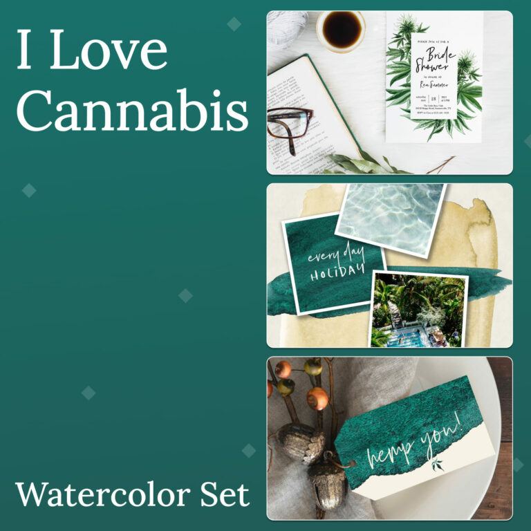 Cannabis Watercolor Digital Paper | Master Bundles