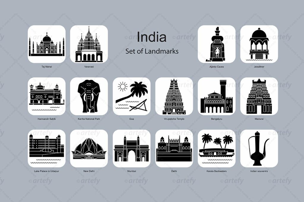 India Landmark Icons (16x) – MasterBundles