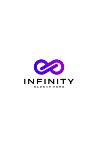 Infinity tech logo with line art style and business card design template outline color gradient ...