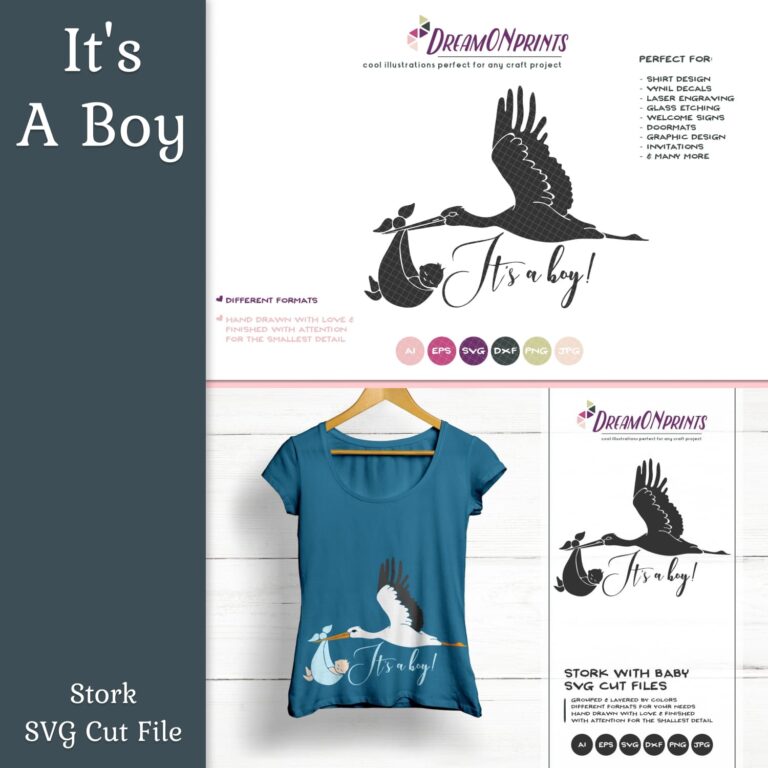 It's a Boy SVG - Stork SVG Cut File - SVG Baby Announcement – MasterBundles