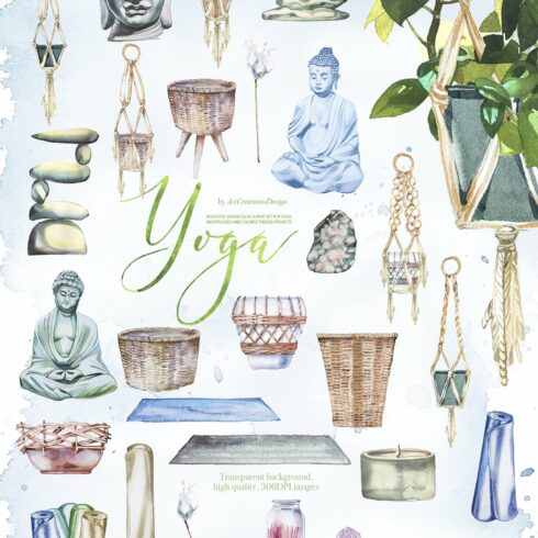 Watercolor Yoga Clipart Set | Master Bundles