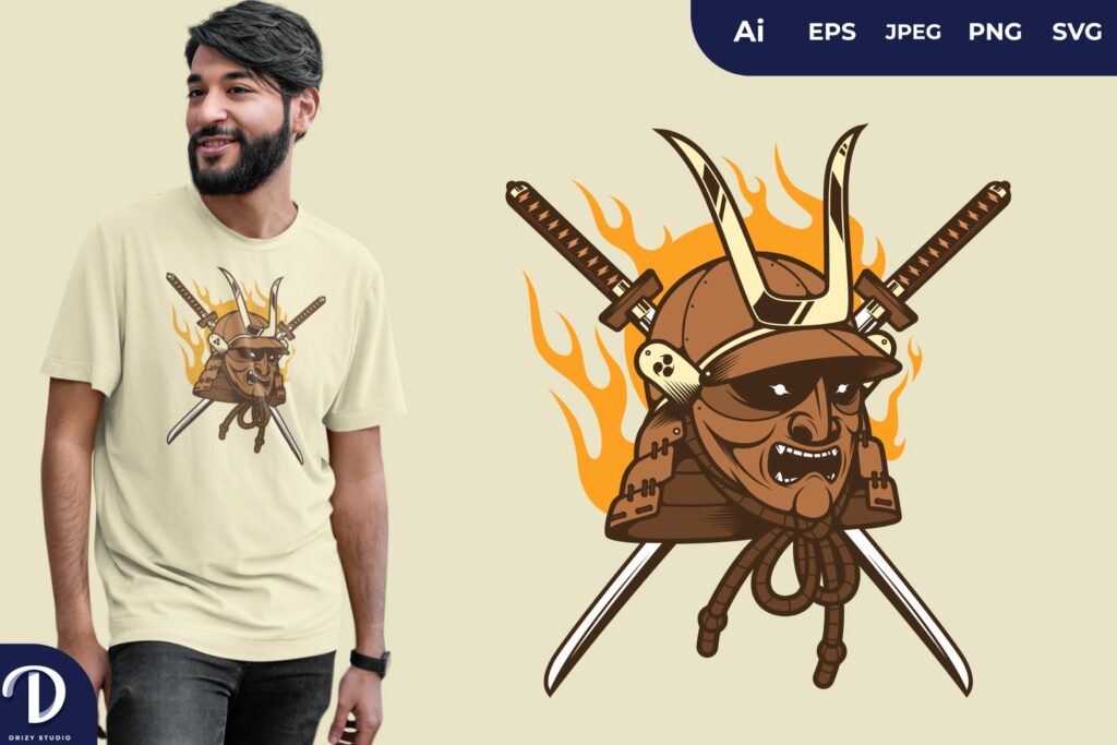 Japanese Samurai Mask for T-Shirt – MasterBundles