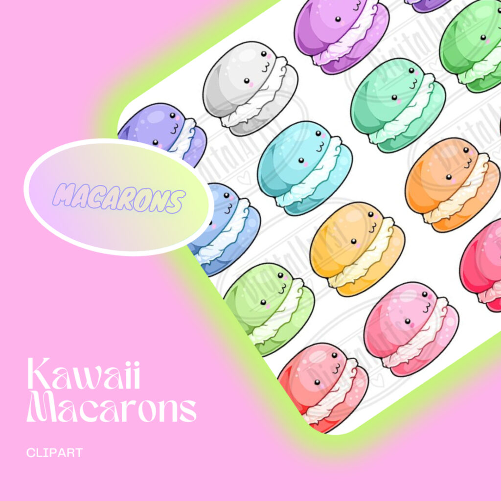 Kawaii Macarons Clipart – MasterBundles