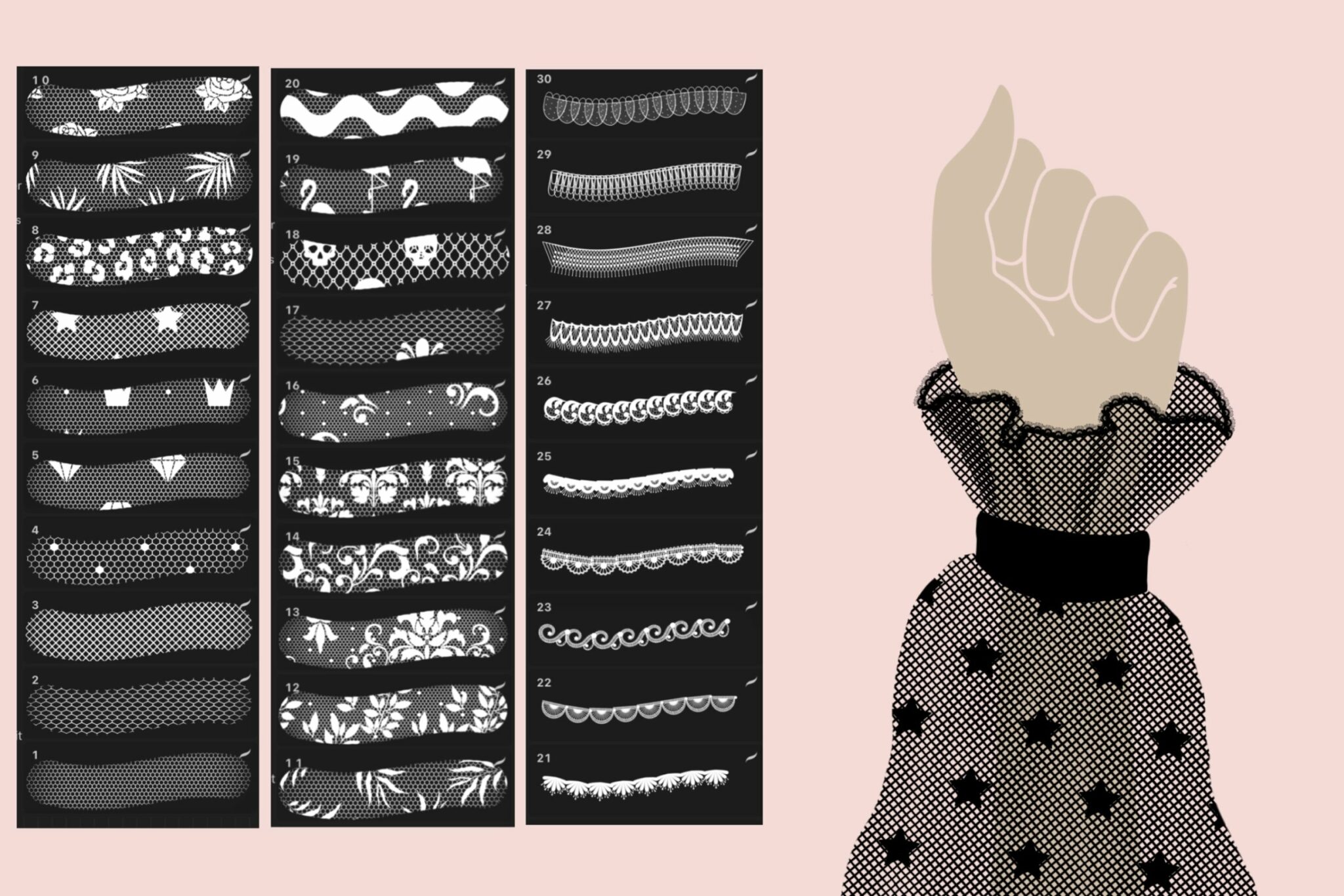 Lace Pattern Procreate Brushes – MasterBundles