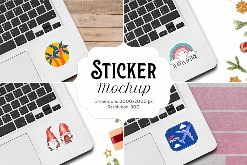 Laptop Sticker Mockup | 1 Psd File – MasterBundles