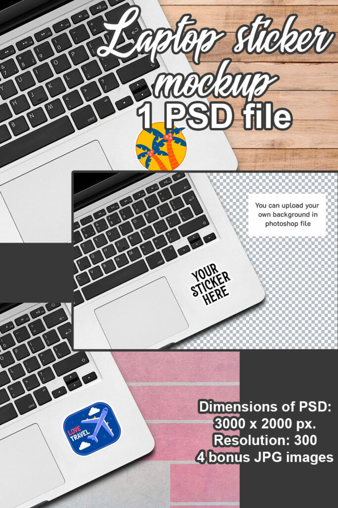 Laptop Sticker Mockup | 1 Psd File – MasterBundles