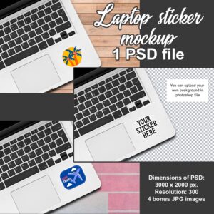 Laptop Sticker Mockup PSD – MasterBundles
