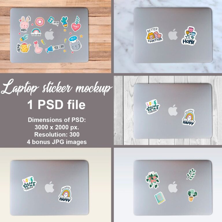 Laptop Sticker Mockup PSD – MasterBundles