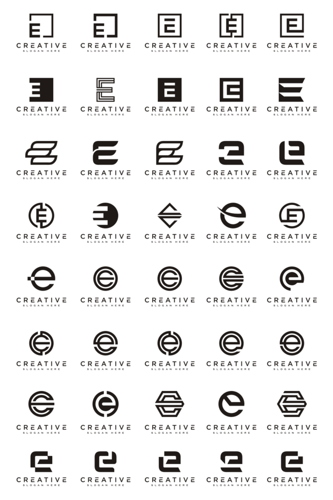 set of initial letter e logo vector design - MasterBundles