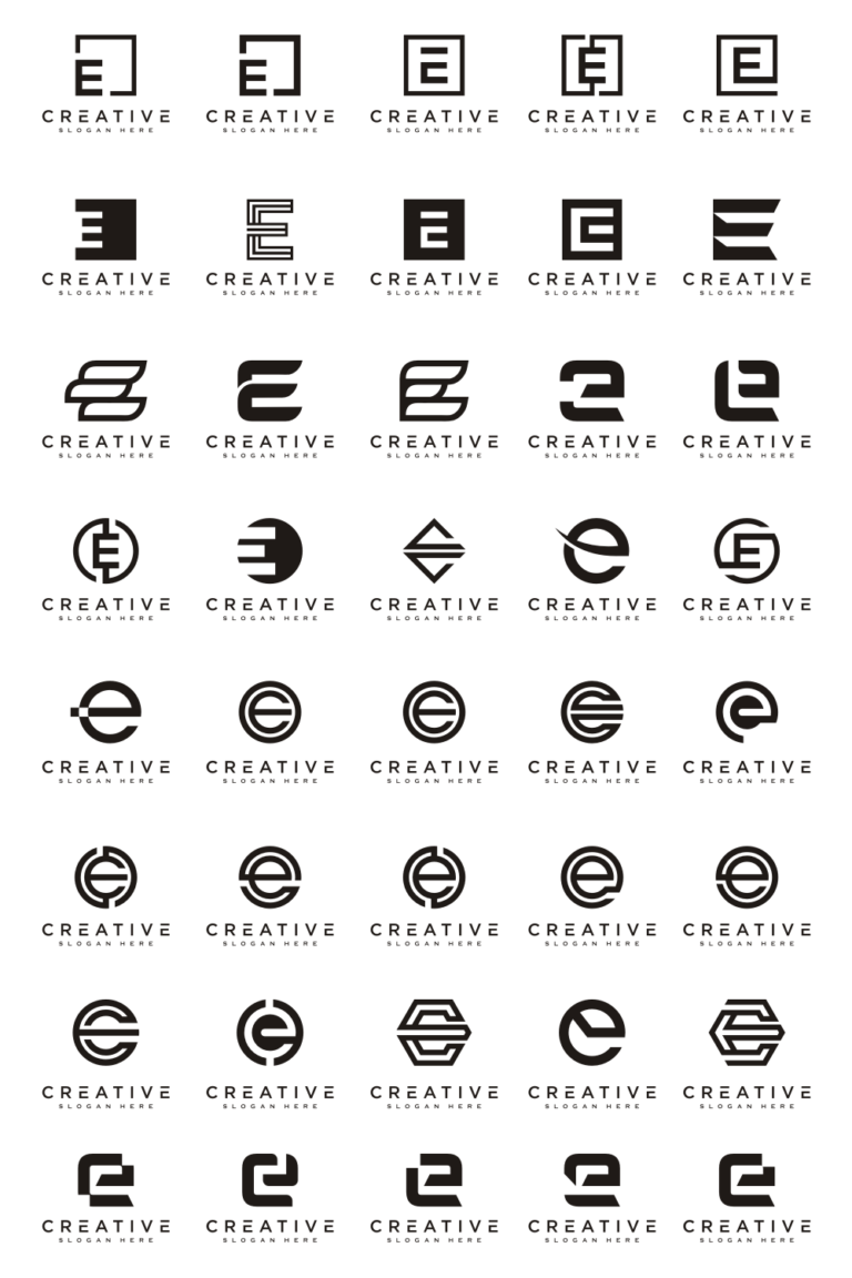 set of initial letter e logo vector design - MasterBundles