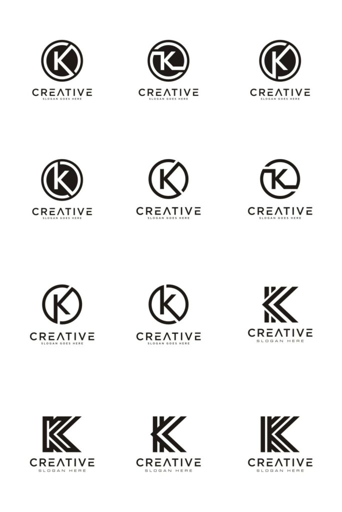 set of initials letter K abstract logo vector design - MasterBundles