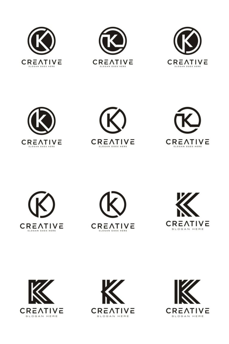 set of initials letter K abstract logo vector design - MasterBundles