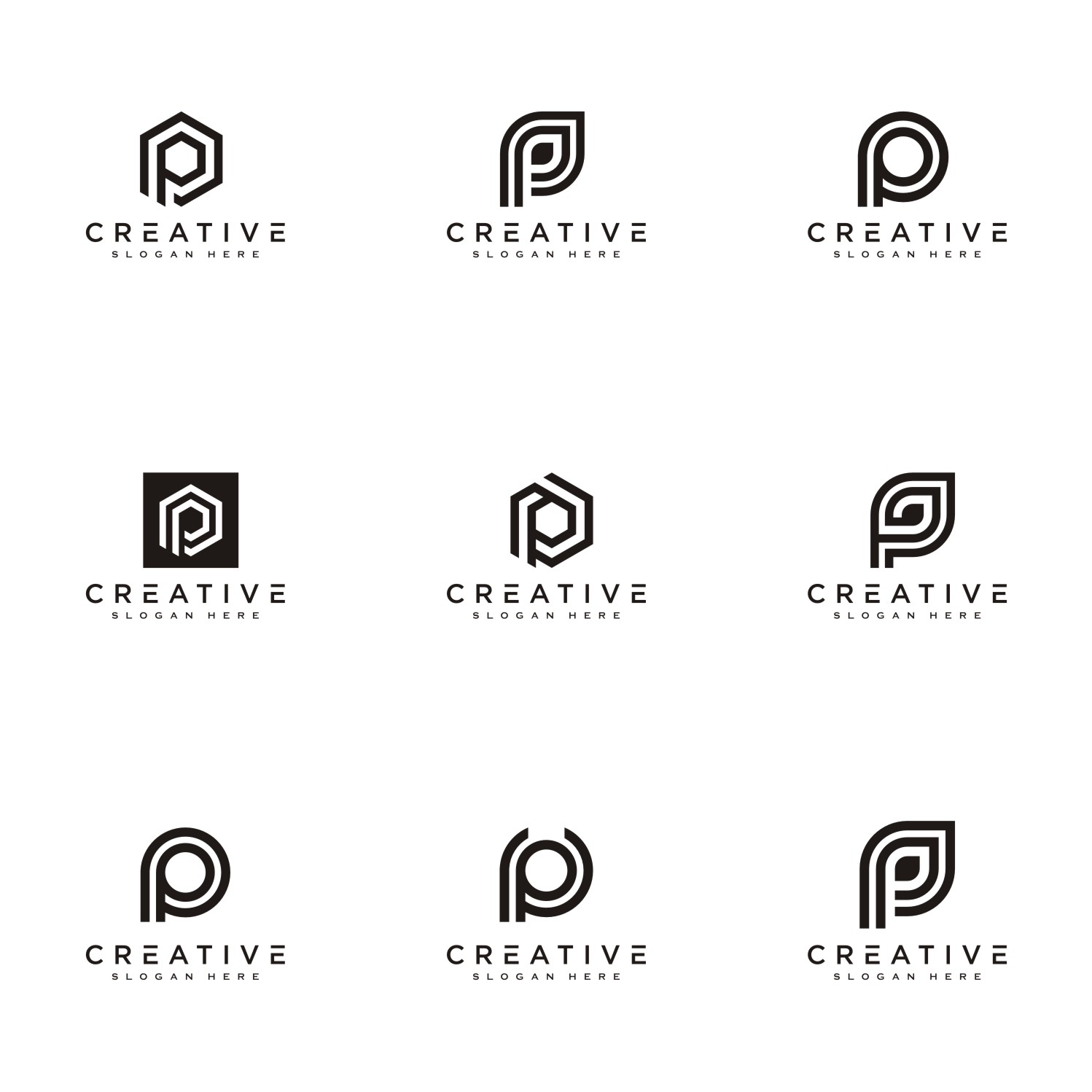 set of initial letter P logo design vector - MasterBundles