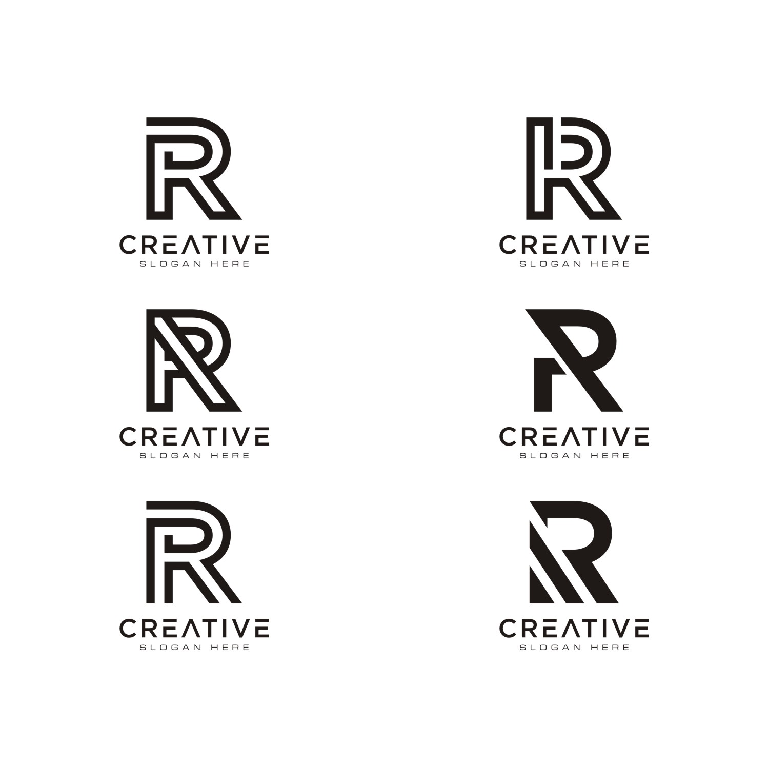 set of initials letter R abstract logo vector design - MasterBundles