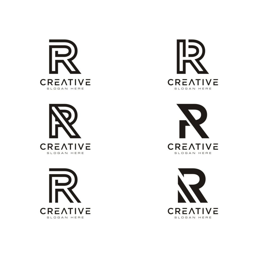 set of initials letter R abstract logo vector design - MasterBundles