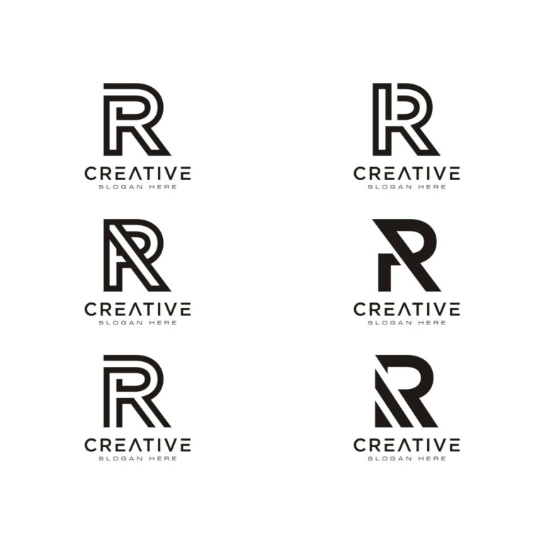 set of initials letter R abstract logo vector design - MasterBundles