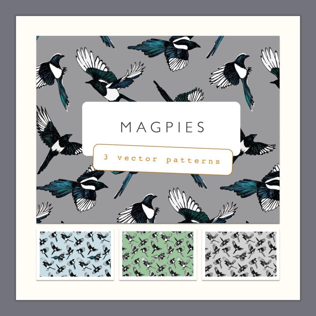 Magpie Clipart & Patterns – MasterBundles
