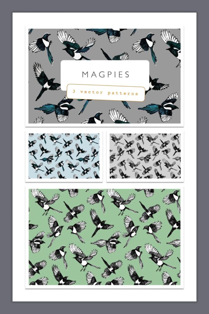 Magpie Clipart & Patterns – MasterBundles