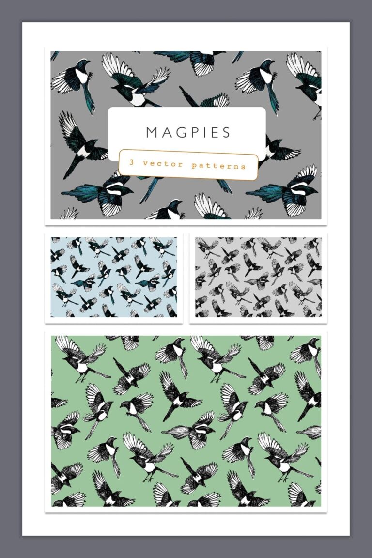 Magpie Clipart & Patterns – MasterBundles