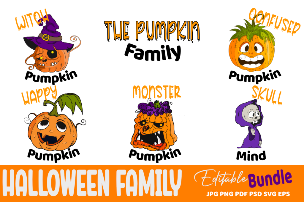 Halloween Pumpkin Bundle - 5 Designs - MasterBundles