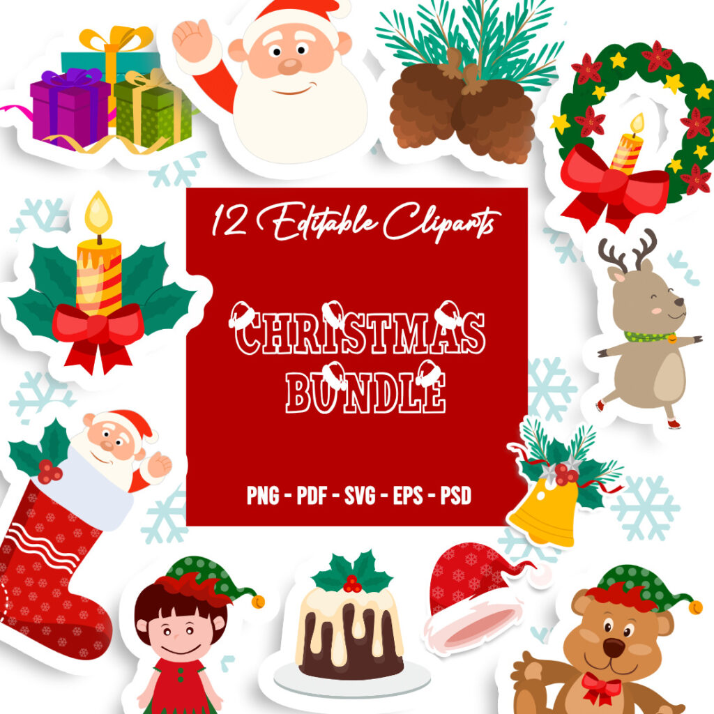 Christmas Bundle – 12 Editable Cliparts - MasterBundles