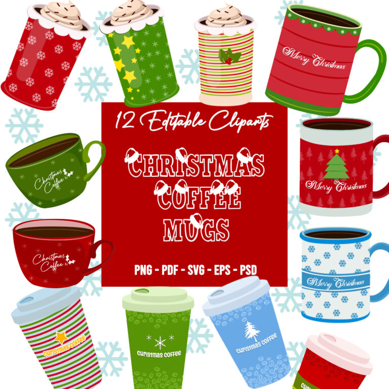 Christmas Coffee Mugs - 12 Editable Designs - MasterBundles