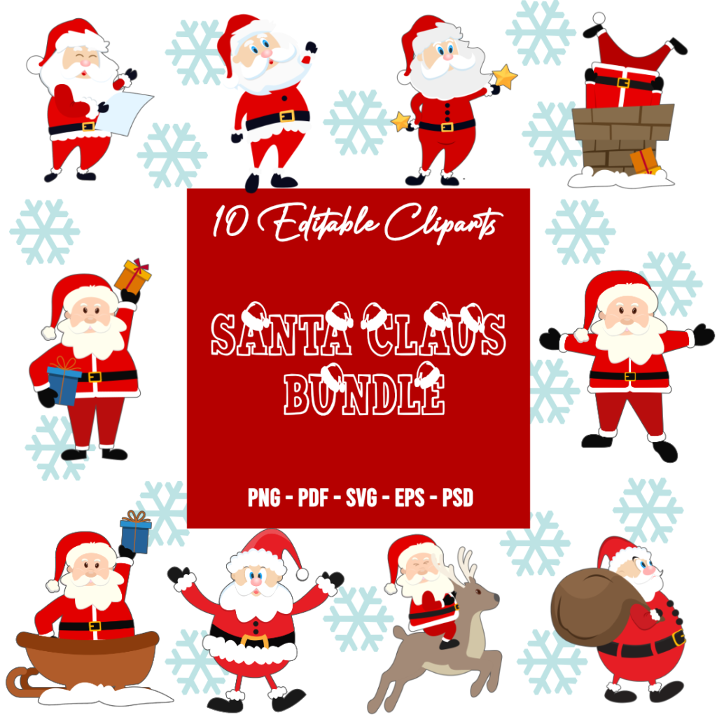 Santa Claus Bundle - 10 Cliparts - MasterBundles