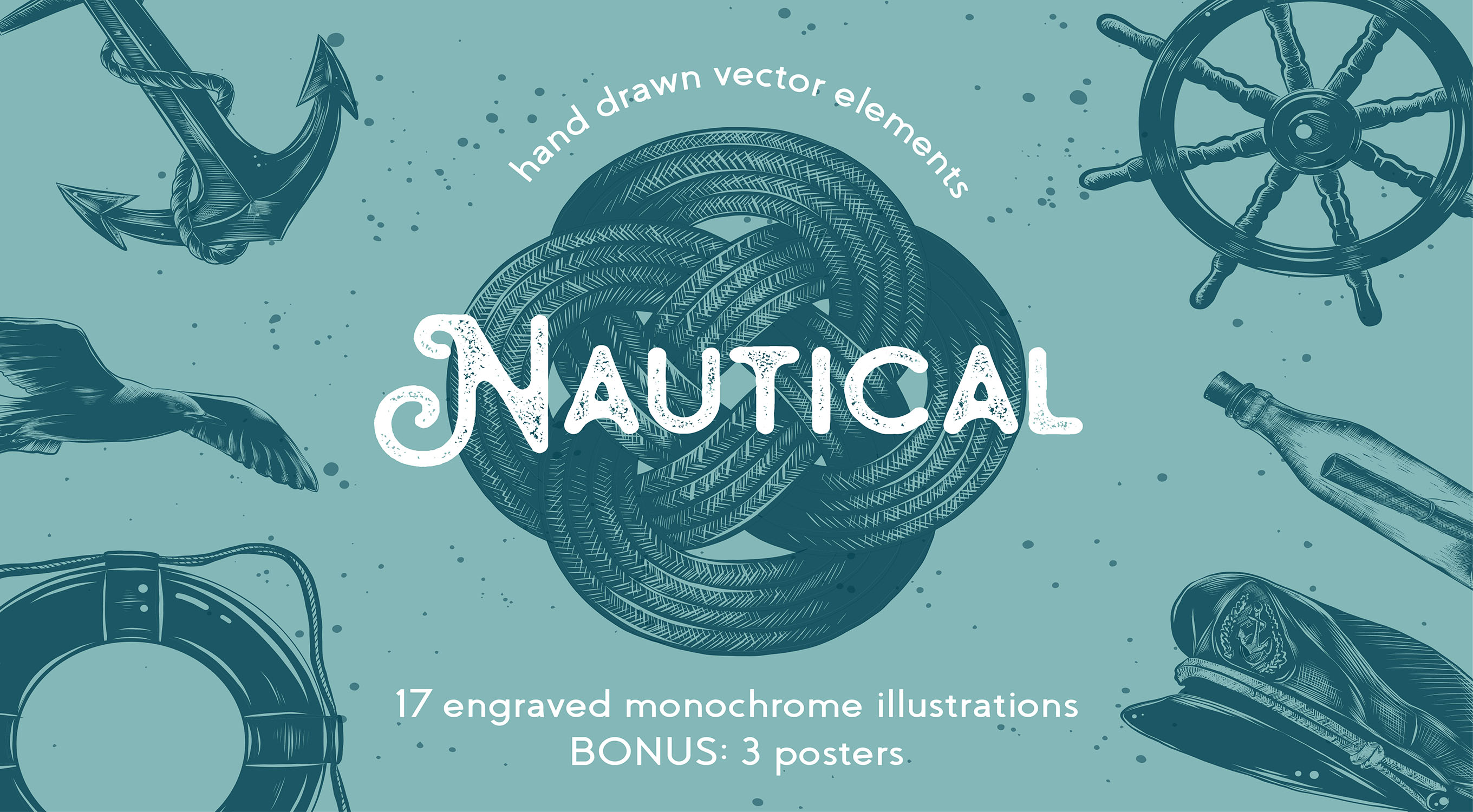 Nautical Hand Drawn Engraved Sketches - MasterBundles