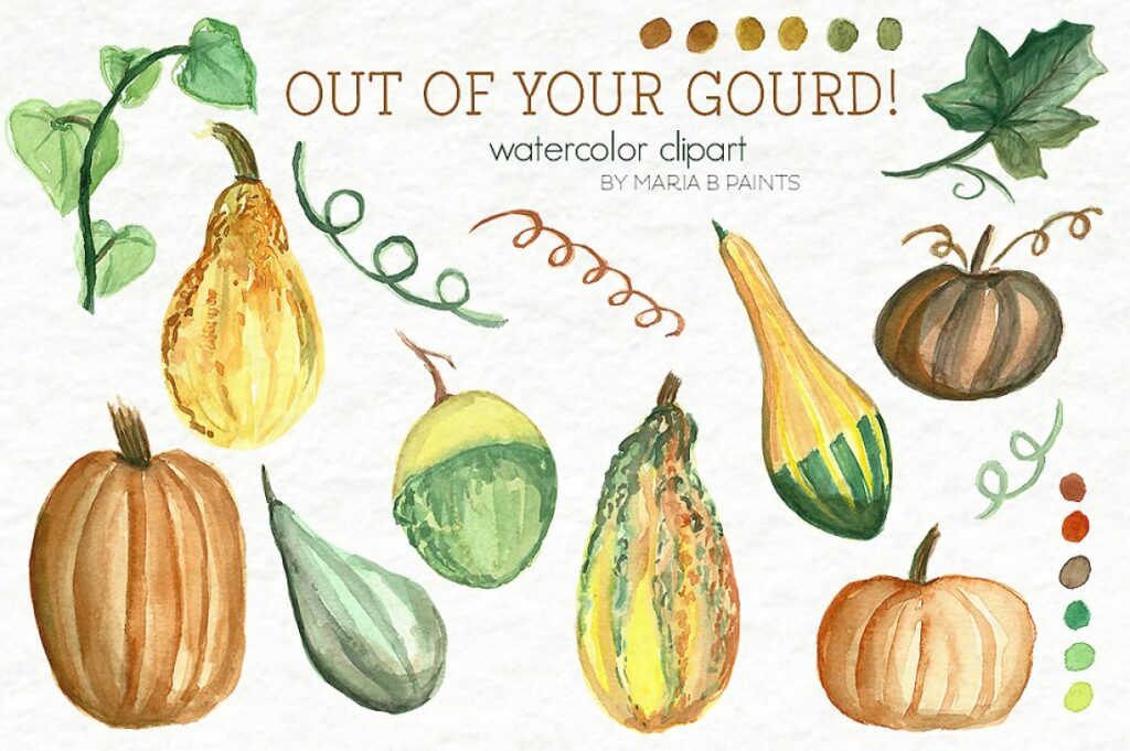 Watercolor Clip Art - Gourds – MasterBundles