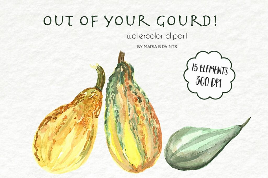 Watercolor Clip Art - Gourds – MasterBundles