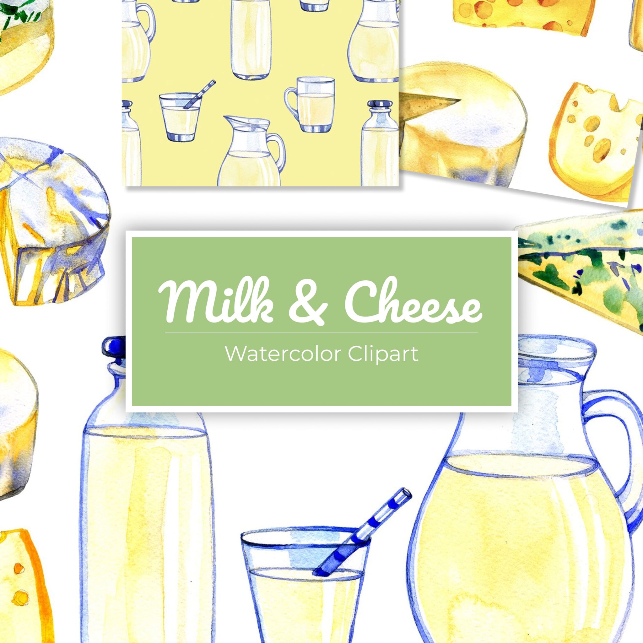 Milk And Cheese - Watercolor Clipart – MasterBundles