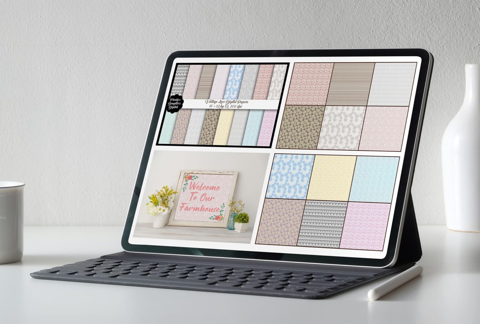 Vintage Lace Digital Papers, Shabby Chic Backgrounds – MasterBundles
