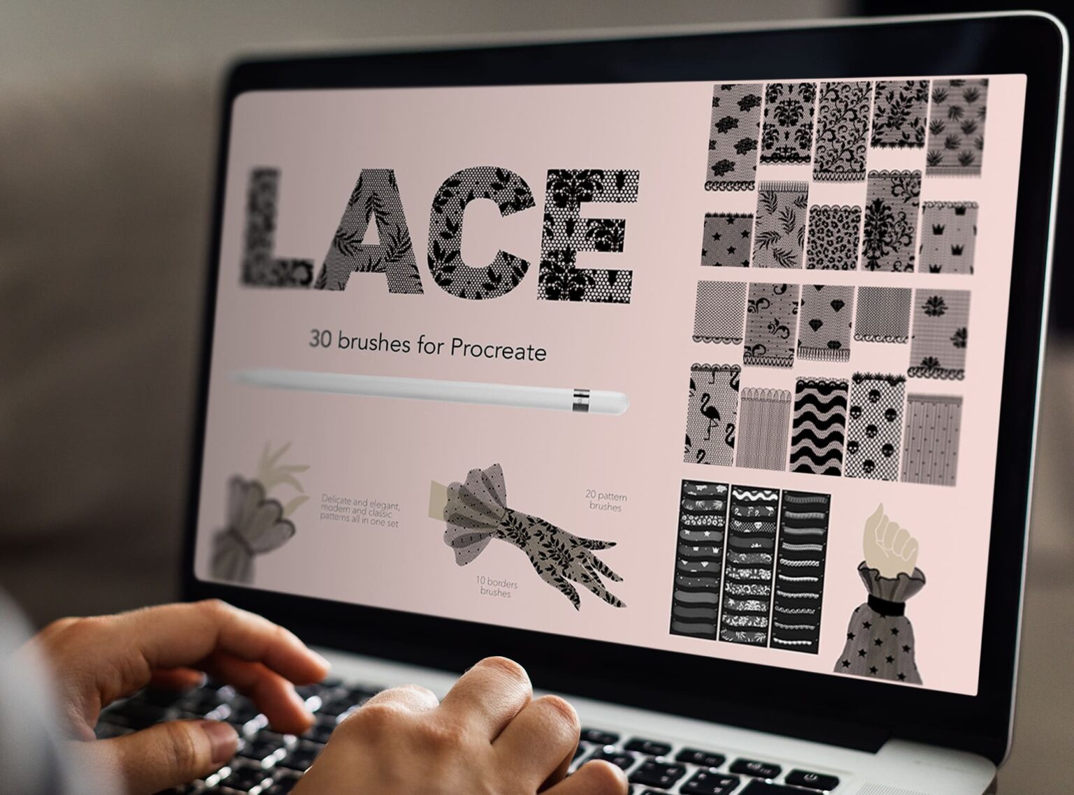 Lace Pattern Procreate Brushes – MasterBundles