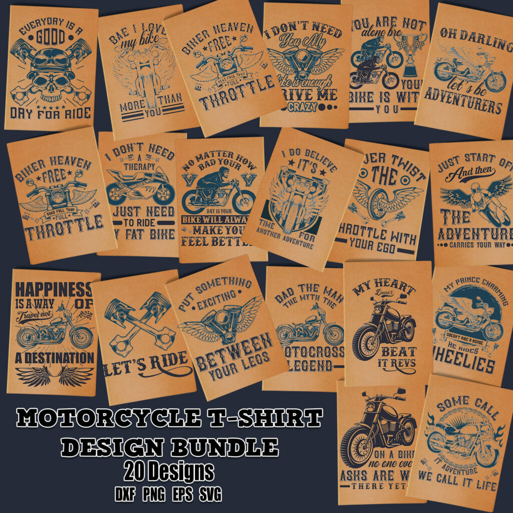 Motorcycle T-Shirt Design Bundle – MasterBundles