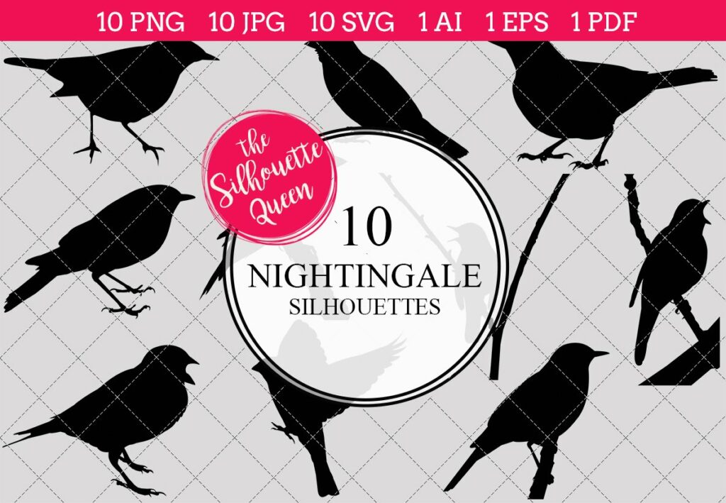 Nightingale Silhouette Vector – MasterBundles