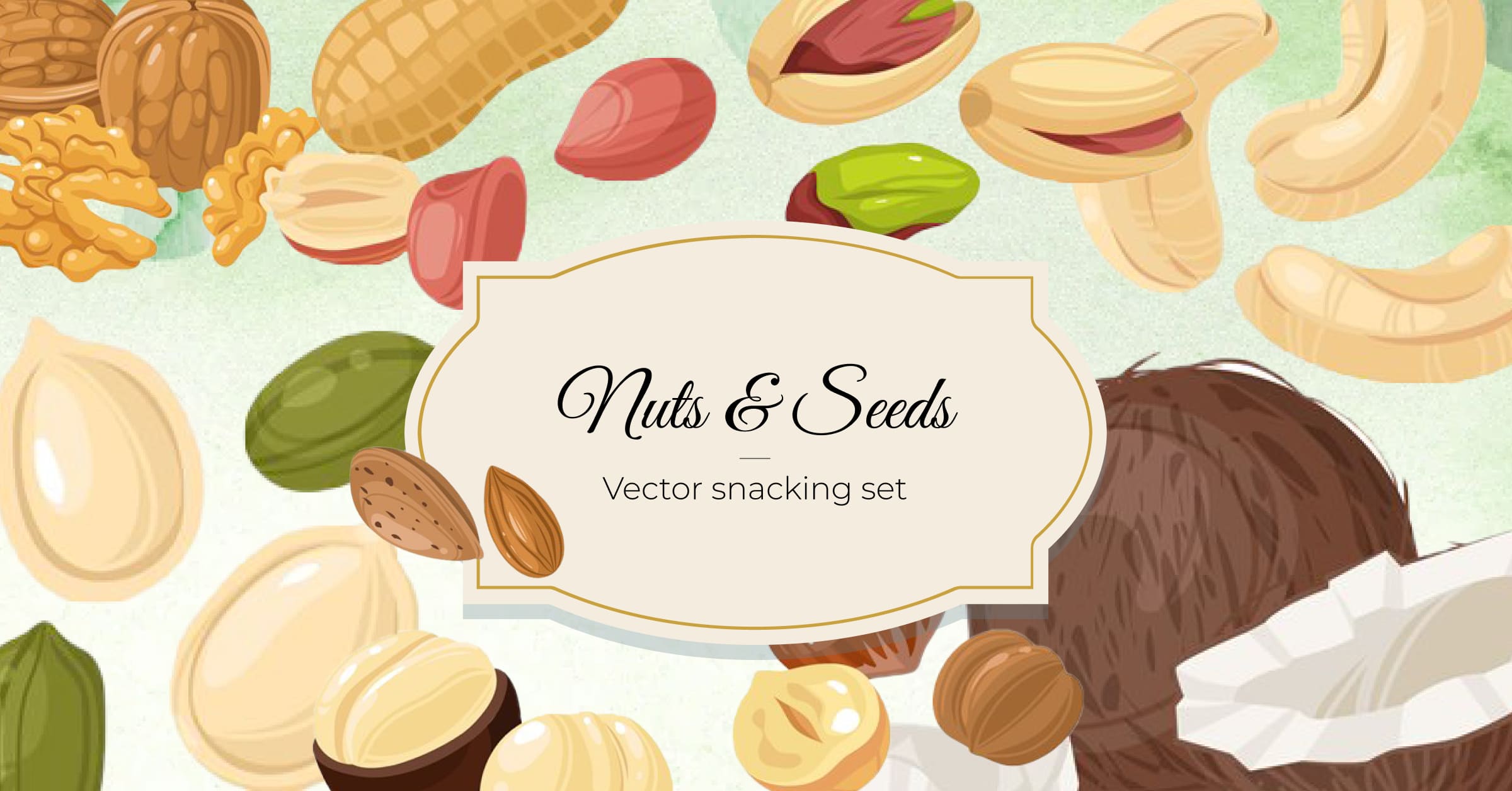 Nuts and Seeds. Cashew and Hazelnut, Almond and Coconut, Wal ...