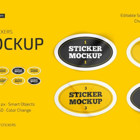 Oval Stickers Mockup Set | Master Bundles