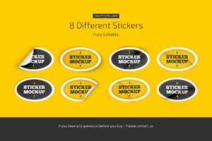Oval Stickers Mockup Set – MasterBundles