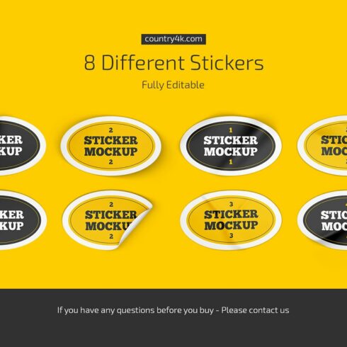Oval Stickers Mockup Set | Master Bundles