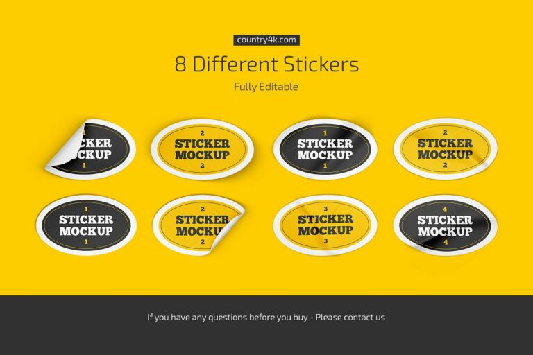 Oval Stickers Mockup Set – MasterBundles