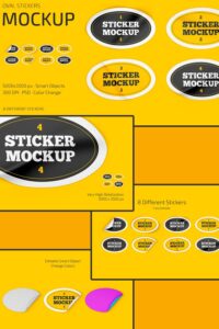 Oval Stickers Mockup Set – MasterBundles