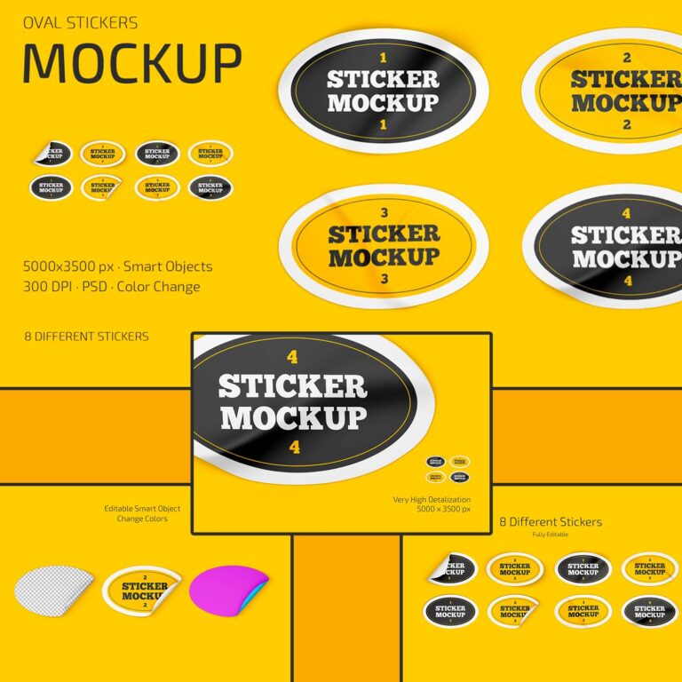 Oval Stickers Mockup Set – MasterBundles