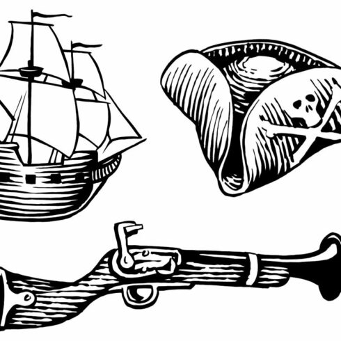 Pirates Line Art Illustrations | MasterBundles