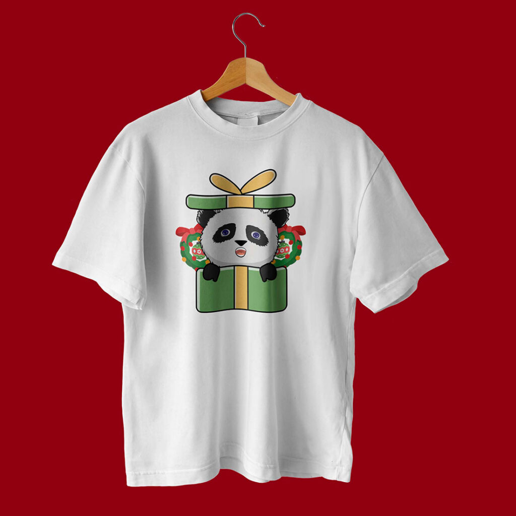 Cute Panda Gift Christmas Illustration - MasterBundles